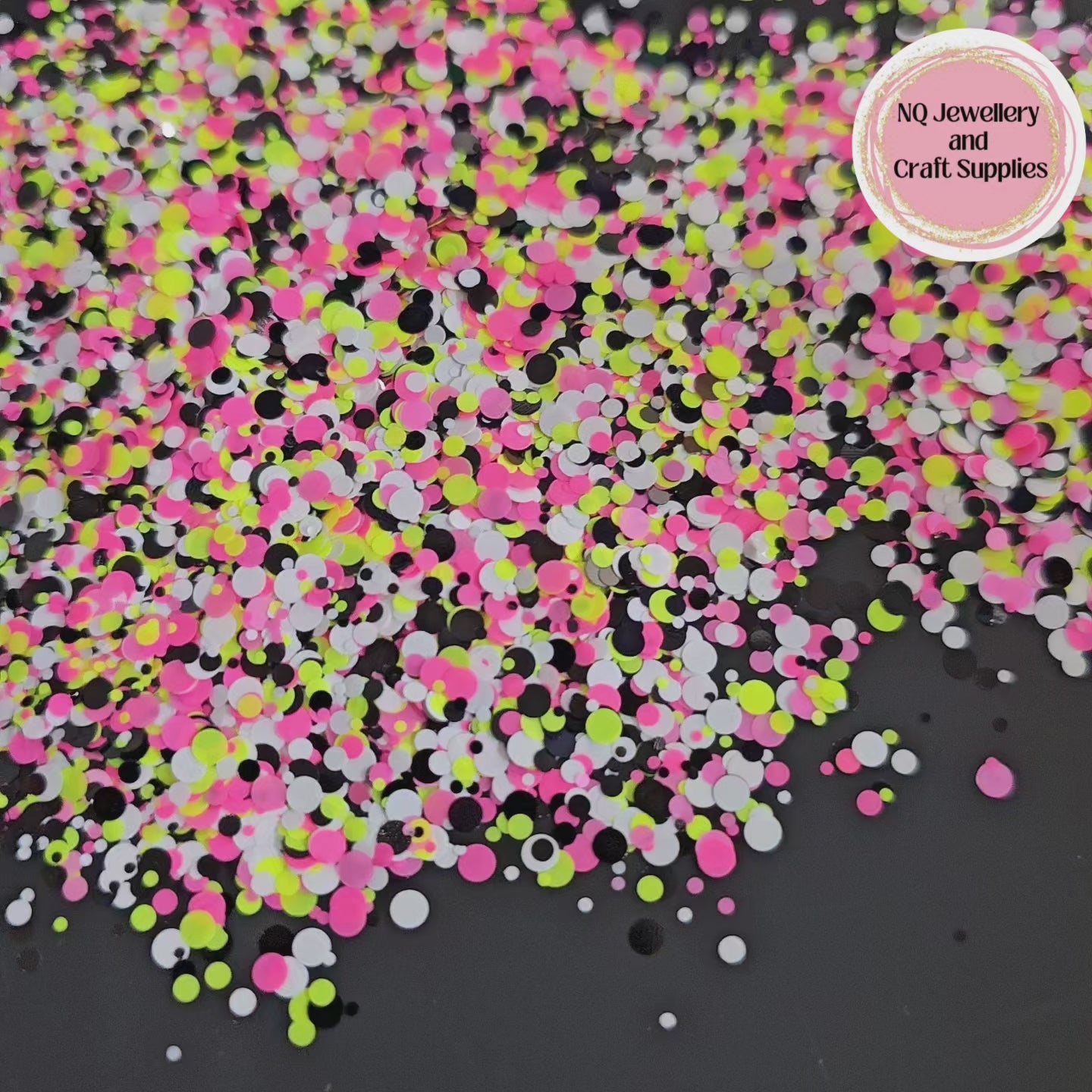 Neon Rave Dot Glitter / Hot Pink Fluro Yellow, Black & White Dots / 20 ...